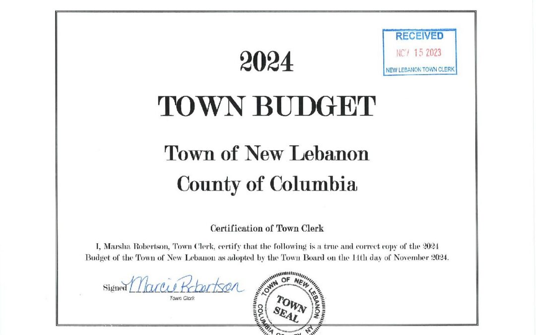 2024 Final Corrected Town Budget | Town of New Lebanon